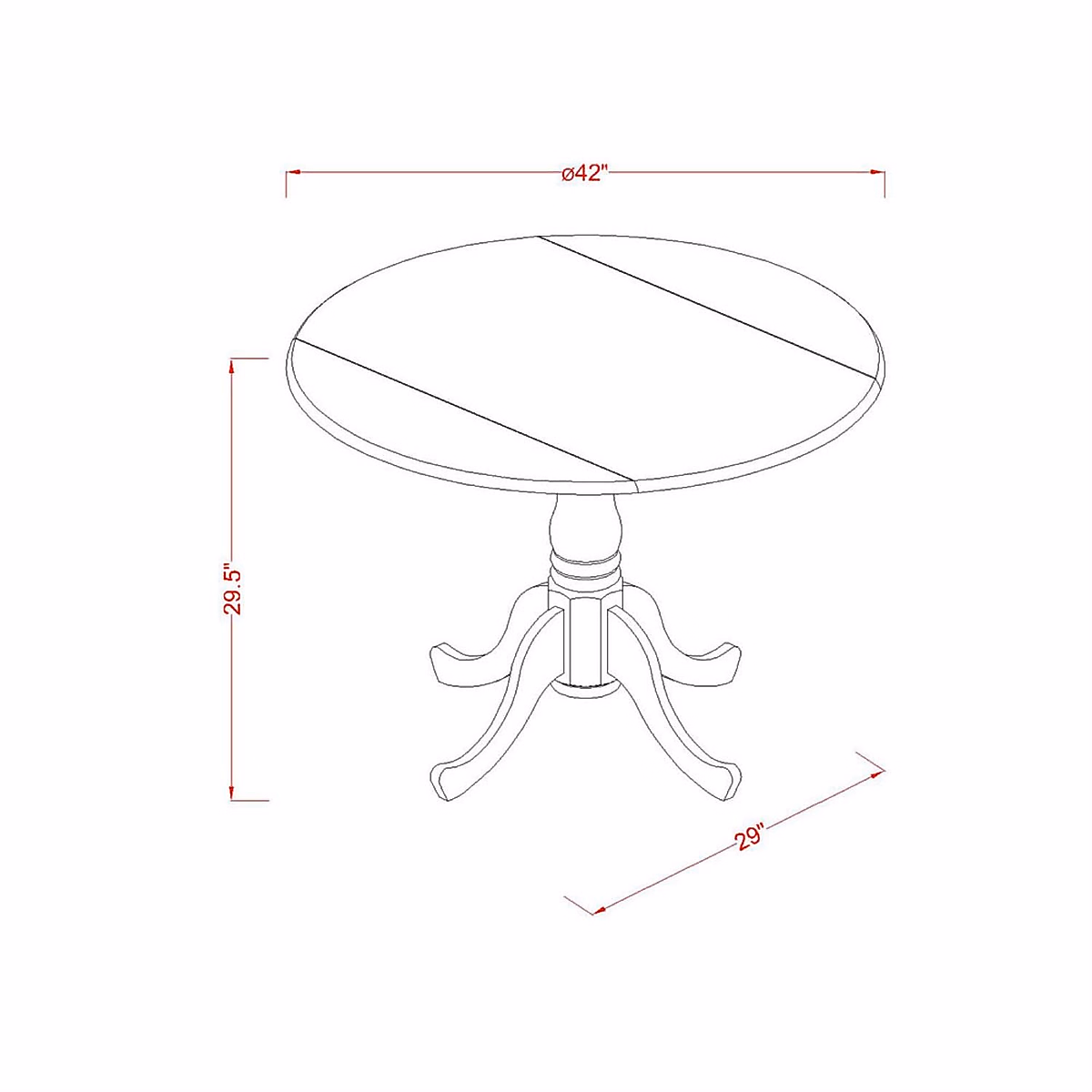 East West Furniture DLCE3-WHI-15 Dublin 3 Piece Set Contains a Round Dining Room Table with Dropleaf and 2 Baby Blue Fabric Upholstered Chairs, 42x42 Inch, Linen White