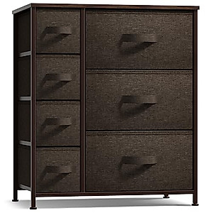 Sorbus Dresser with 7 Drawers - Chest Organizer Tower Unit with Steel Frame, Wood Top, Easy Pull Fabric Bins - Storage Furniture for Bedroom, Hallway, Closet & Office Organization