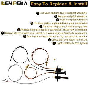 Lemfema 10002264 Propane and Natural Gas 3 Way Pilot Assembly Parts Replacement for HHT, Majestic, Monessen, Temco, Vermont Castings Fireplaces and Stoves Parts 230-1781 2103-011 2103-010
