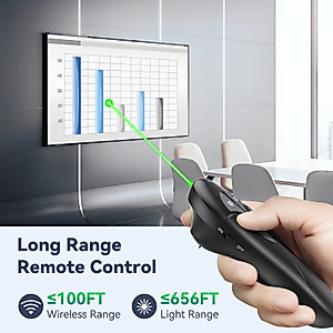 Wireless Presentation Clicker, 2 in 1 USB Type C Powerpoint Clicker with Laser Pointer, Clicker for Powerpoint Presentation Remote PPT PowerPoint Clicker for Mac,Computer, Keynote,Laptop