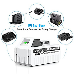 Gemho 6.0Ah 24V Replacement Battery Compatible with Snow Joe Compatible with Sun Joe iON+ System 24V 24BAT-LTX 24VBAT-LTW 24VBAT-LTE 24VBAT-LT 24VBAT 24VBAT-XR Lithium Ion Power Tool Battery