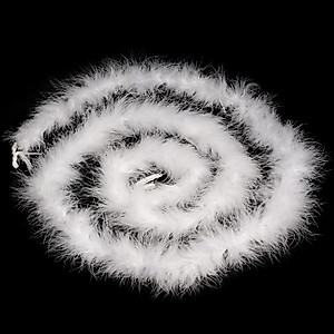 Dxhycc 2 Yards Marabou Feather Boa for Crafts Wedding Party Halloween Costume Christmas Tree Decoration 20 Grams, White