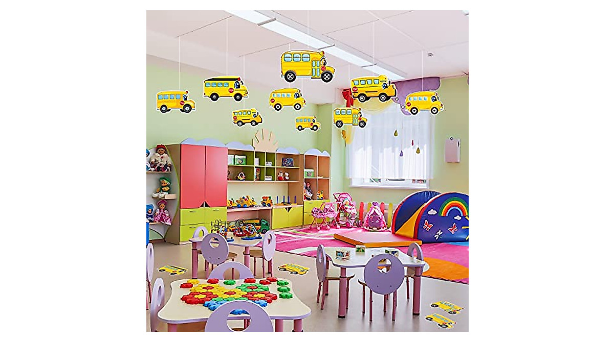 Colorful School Bus Cut-Outs for Classroom & Events | 45 Pieces