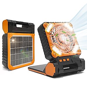 Civikyle Solar Camping Fan with LED Lantern USB Rechargeable Desk Personal Fan Portable Outdoor Light Camping Gear Accessories Essentials Supplies
