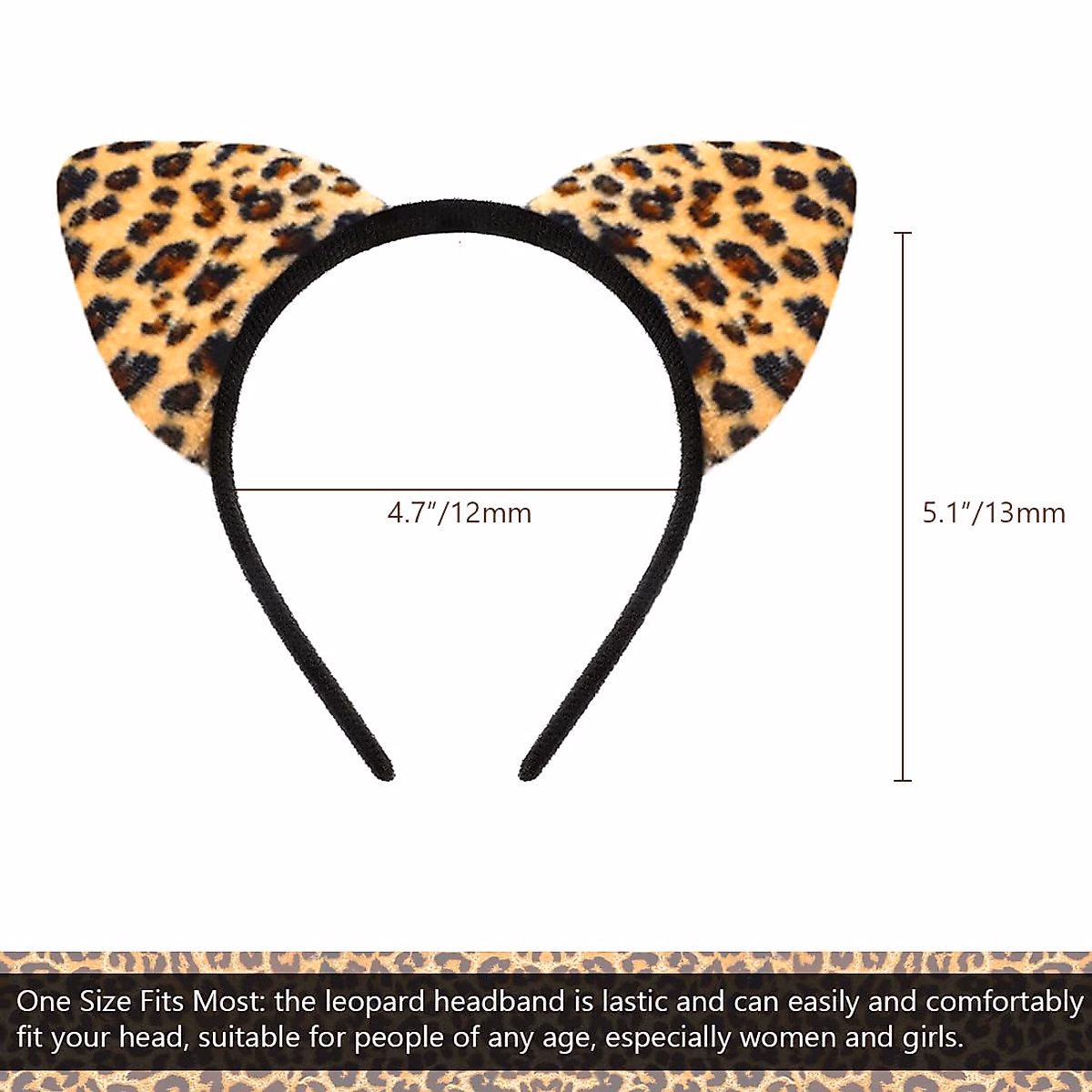LIONSOUL 14pcs Cheetah Ears Headband for Women Leopard Cheetah Print Birthday Party Decorations Supplies