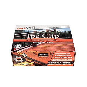 DeckWise (Brown) Ipe Clip Extreme S Hidden Deck Fasteners, 5/32" Gap, Stainless Steel Black #8x2" Trim-Head Screws for 100 Sq.Ft. of AD and KD Hardwood, Thermal or Composite Decks (175 ct. kit)