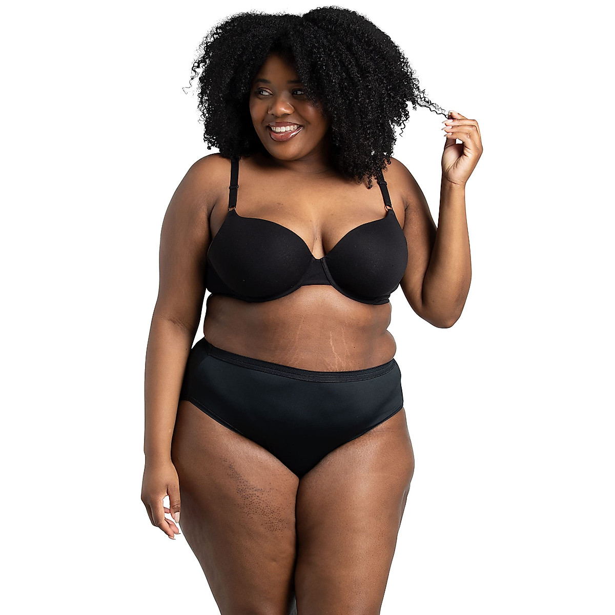 Fruit of the Loom Women's Lightweight Microfiber Underwear, Smooth Under Clothes, Available, Plus Size Hi Cut-10 Pack-Black/White/Purple, 11