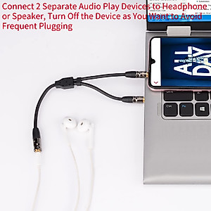 J&D 3.5 mm to 2X 3.5 mm Cable, Gold Plated Joint Copper Shell Heavy Duty 3.5mm 1/8 inch TRS Female to Dual 3.5 mm 1/8 inch TRS Male Y-Splitter Stereo Audio Adapter Cable for Headphone, 1.96 Feet