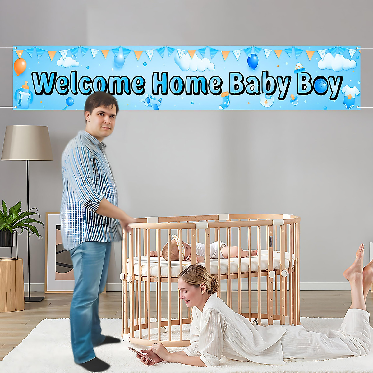 Labakita Welcome Home Baby Boy Yard Banner, Large It’s a Boy Baby Shower Banner, Blue Baby Shower Decorations for Boy, Gender Reveal Baby Shower Inside Outside Decoration