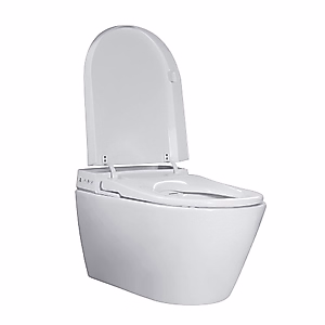 Aqueous In-Wall Smart Toilet Combo Set – Complete System with Toilet Bowl, Bidet Toilet Seat, Tank, Carrier for 2x4 Studs, Chrome Push Buttons, Round and Elongated Compatibility