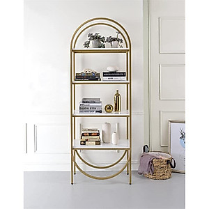 Acme Furniture Lightmane Bookshelf, White High Gloss & Gold