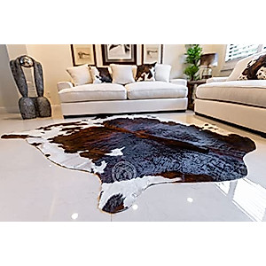 Genuine Dark Brindle Tricolor Cowhide Rug XL Size 6 x 7-8 ft. - 180 x 220 cm