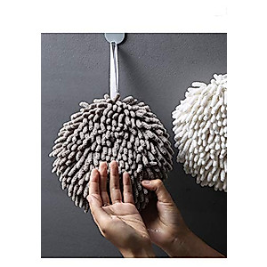 Ivymei 2 Pack Chenille Hand Towels,Kitchen Hand Towels with Loop,Hanging Hand Towels for Bathroom,Soft Absorbent Hand Bath Towels(2 Grey)