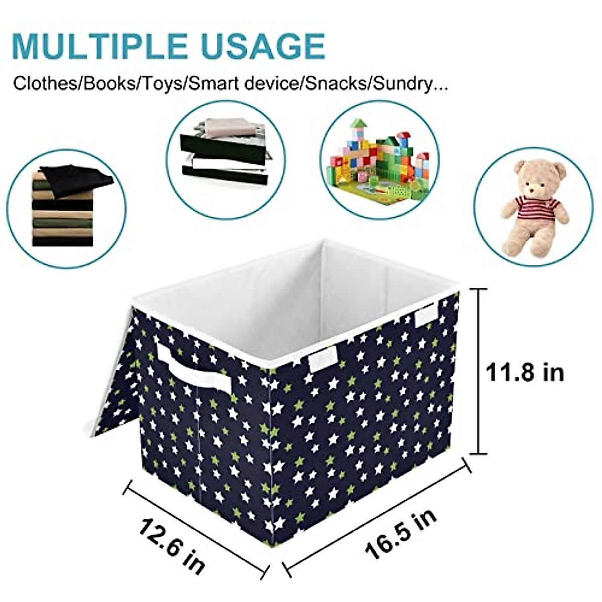 CaTaKu Stars and Stripes Storage Bins with Lids and Handles, Fabric Large Storage Container Cube Basket with Lid Decorative Storage Boxes for Organizing Clothes