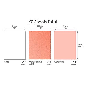 UNIQOOO 60 Sheets Assorted Metallic Rose Gold Pink Gift Wrapping Tissue Paper Bulk, Recyclable Durable, for Gift Bag Box Wrapping Crafts DIY, Wedding Birthday Party Favors, Tassel,Confetti, 20X26 Inch