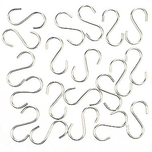 Flammi 20-Pack Mini S Shaped Hooks Hanging Hooks Chrome Plated for Jewelry Key Ring Dustpan Brush (2-Inch Long)