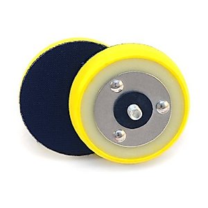 Lake Country Dual-Action Backing Plate, Flexible Plate with Hook-and-Loop Fastener, 3 Inch, Black and Yellow with Inner Steel Construction