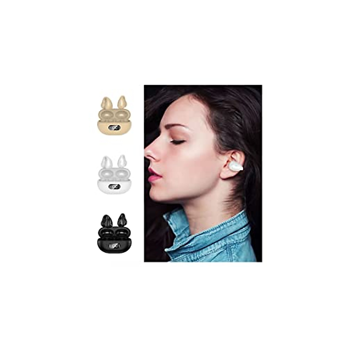 GURSAC Wireless Ear Clip Bone Conduction Headphones Bluetooth Waterproof Mini Sports Running Earring Headphones Open Ear in Ear Headphones Wireless Earbuds