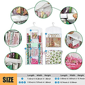 SumDirect White 16x40 Inch Double Sided Hanging Gift Wrap Organizer, Wrapping Paper Gift Bag Storage