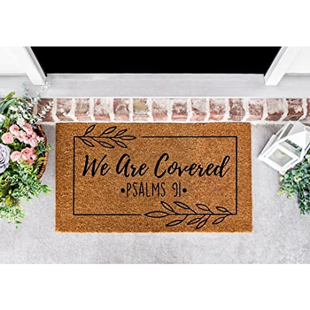 We are Covered Psalms 91 Psalms 91 Religious Gifts Door Mat Welcome Mat Christian Housewarming Gift Psalms 91 Doormat Inspirational Machine Washable Shoe Mat Porch Decor 18x30 Inches