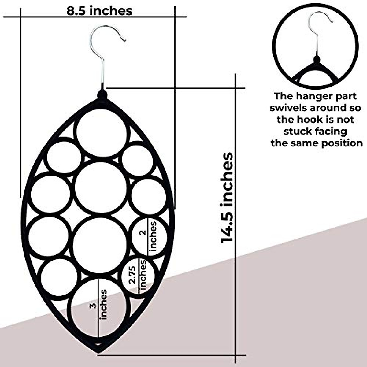 Petenina Scarf Hanger Organizer - Scarf Organizer for Closet - Scarf Hangers for Closet – Hijab Hanger Organizer – Space Saving Hijab Organizer, Scarves Hanger Organizer, Stole Hanger & More!