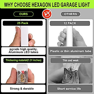 GELTTULU Hexagon LED Lights,25 Pack LED Hexagon Garage Light RGB, LED Garage Lights with Color Changing Bright Lighting Car Detailing LED Shop Light Hexagon for Garage Basement Gym Bar...
