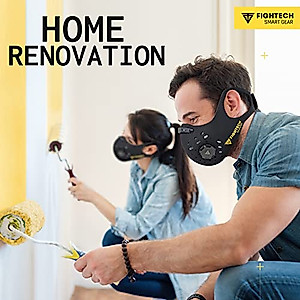 FIGHTECH 2 x Dust Masks | Combo Kit with 10 x Active Carbon Filters | 2 x Extra Air Valves | Face Mask for Woodworking | Washable and Reusable (Medium, Black)