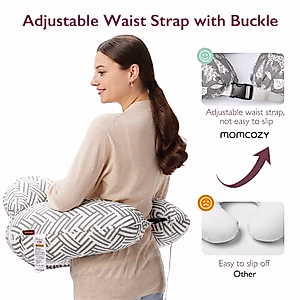 Momcozy Original Nursing Pillow, Ergonomic Breastfeeding Pillows with Security Fence for Baby, Adjustable Waist Strap and Removable Cotton Cover, Geometry