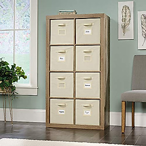 Sauder Stow-Away 8-Cube Organizer, L: 30.91" x W: 15.39" x H: 57.87", Lintel Oak Finish