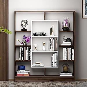HOMIDEA Venus Bookcase - Room Divider - Free Standing Shelving Unit for Living Room or Office in a Modern Design (Walnut/White)