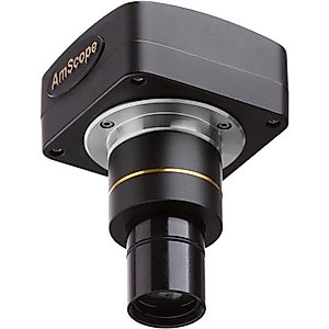 AmScope MU500-PB10 5MP USB Camera for Microscopes + Software + Test Slides, Compatible with Windows XP/Vista/7/8 and Mac OS 10.6 & Up