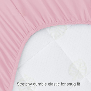 Biloban Pack and Play Sheets Fitted, 2 Pack Pack and Play Sheet Fits for Graco Pack n Play Mattress, Neutral Playard Sheets for Baby Boys and Girl, Pink & Violet, 38”X 26”