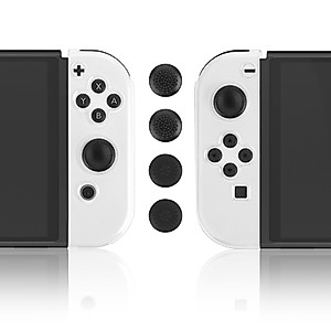 FANPL Protective Case for Nintendo Switch & Switch OLED Joy Con, Transparent Clear Joycon Joystick Cover with 6 Thumb Grip Caps, Soft Jon Con Controller TPU Shell Feel Comfortable, Easy Installation