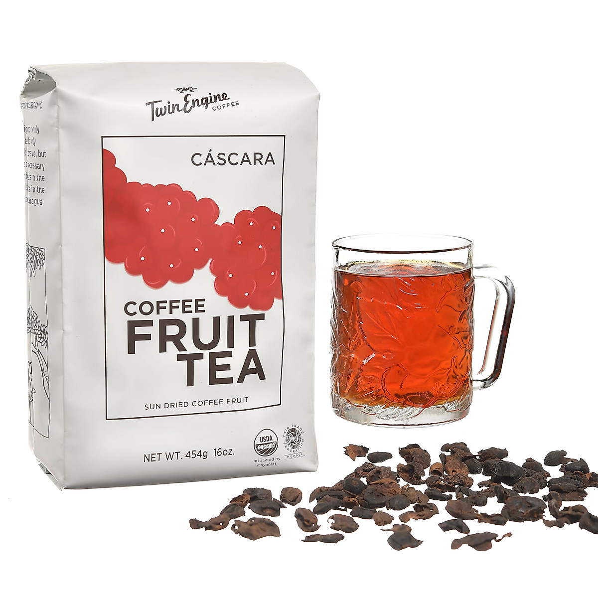 Coffee Fruit Tea - Cascara - superfood with antioxidants - 1lb - WHOLE DRIED COFFEE FRUIT for cold or hot brew - by Twin Engine Coffee