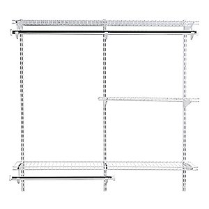 Rubbermaid Configurations Deluxe Closet Kit, Titanium, 4-8 Ft., Wire Shelving Kit with Expandable Shelving and Telescoping Rods, Custom Closet Organization System, Easy Installation