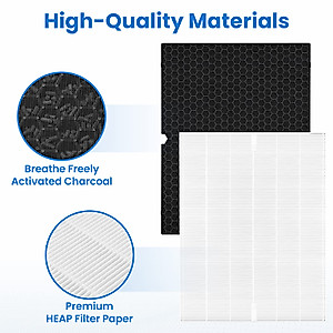 Mestica 116130 Replacement Filter H Compatible with Winix 5500-2 Air Purifier, 2 Sets H13 Grade Ture HEPA Filters and Activated Carbon Filters for 99.97% Removal, High-Efficiency 5500-2 Filter