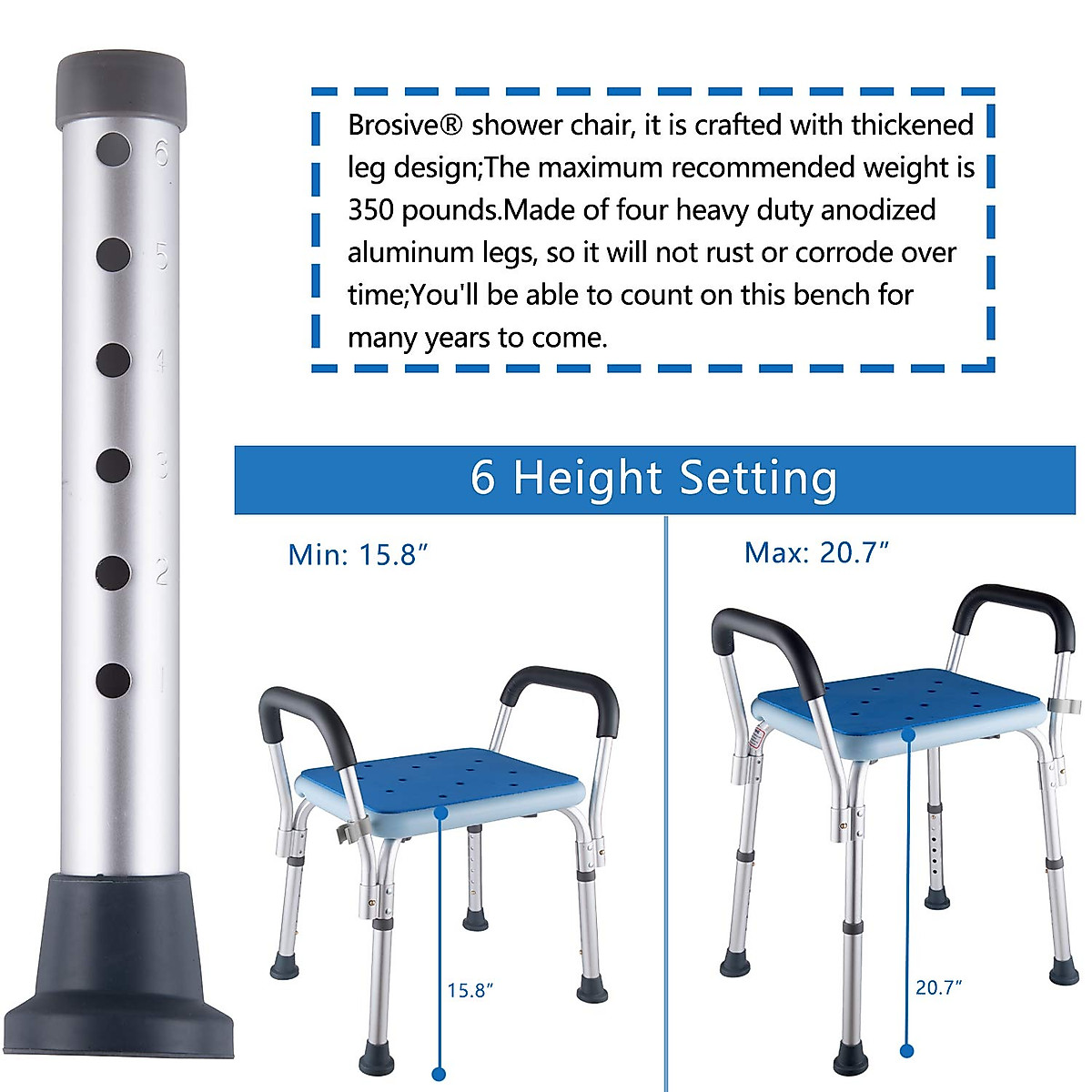 Bath Chair Shower Benches Bench with Arms,Medical Shower Chair Bench Bath Stool Safety Shower Seat for Elderly, Adults, Disabled,Blue Shower Stools and Benches