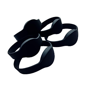 YARONGTECH RFID Rewritable T5577 125khz Writable Silicone Wristband Black Adult Size (Pack of 5)