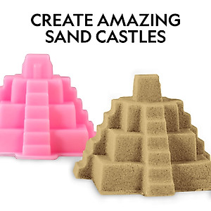 National Geographic 6 Lb. Moon Sand Combo Pack - 2 Lbs. Each of Blue, Purple and Natural Play Sand with Castle Molds - A Fun No Mess Sensory Activity, Kids Fake Sand Play Set (Amazon Exclusive)