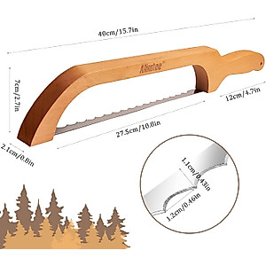 Alimtee Bread Knife for Homemade Bread, 16" Wooden Serrated Bread Slicer Gift for Friends Fiddle Bow Design Easy to Cutting, Sourdough Cutter for Homemade - Premium Stainless Steel