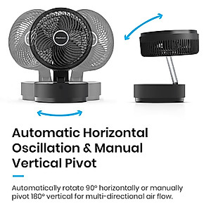 Pro Breeze Personal Table Fan with Remote Control, Fan 8” Desk Fan Powerful Turbo Fan, Whisper Quiet Fan Motor, 24 Speeds, 4 Modes & 12 Hour Timer, Table Fan for Bedroom, Tabletop Fan Air Circulator