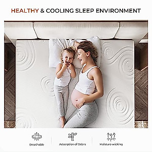 Sweetnight King Mattress, 12 Inch Gel Bamboo Charcoal Memory Foam Mattress for Cooling Sleep & Pressure Relief, Plush Foam Mattress with Motion Isolation, Mattress in a Box, Luna,Gray/White