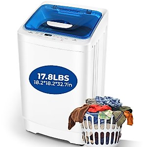 Nictemaw Portable Washing Machine 17.8Lbs Large Capacity 2.3 Cu.ft Laundry Machine with 8 Programs 3 Water Temps 3 Water Levels Selections Small Washing Machine for Apartment, Home, Dorms, Rv