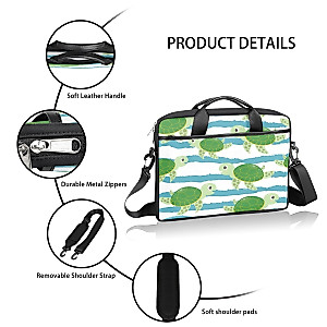 Cartoon Turtle Stripe Laptop Computer Bag Waterproof Shoulder Messenger Bag 13-15 inch Durable Laptop Tote Bag with Shoulder Strap Handle Lightweight Crossbody Briefcase