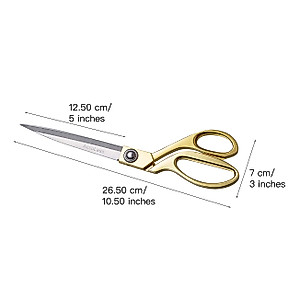 10.5'' Fabric Scissors Stainless Steel sharp Tailor Scissors clothing scissors Professional Heavy Duty Dressmaking Shears Sewing Tailor (Golden)