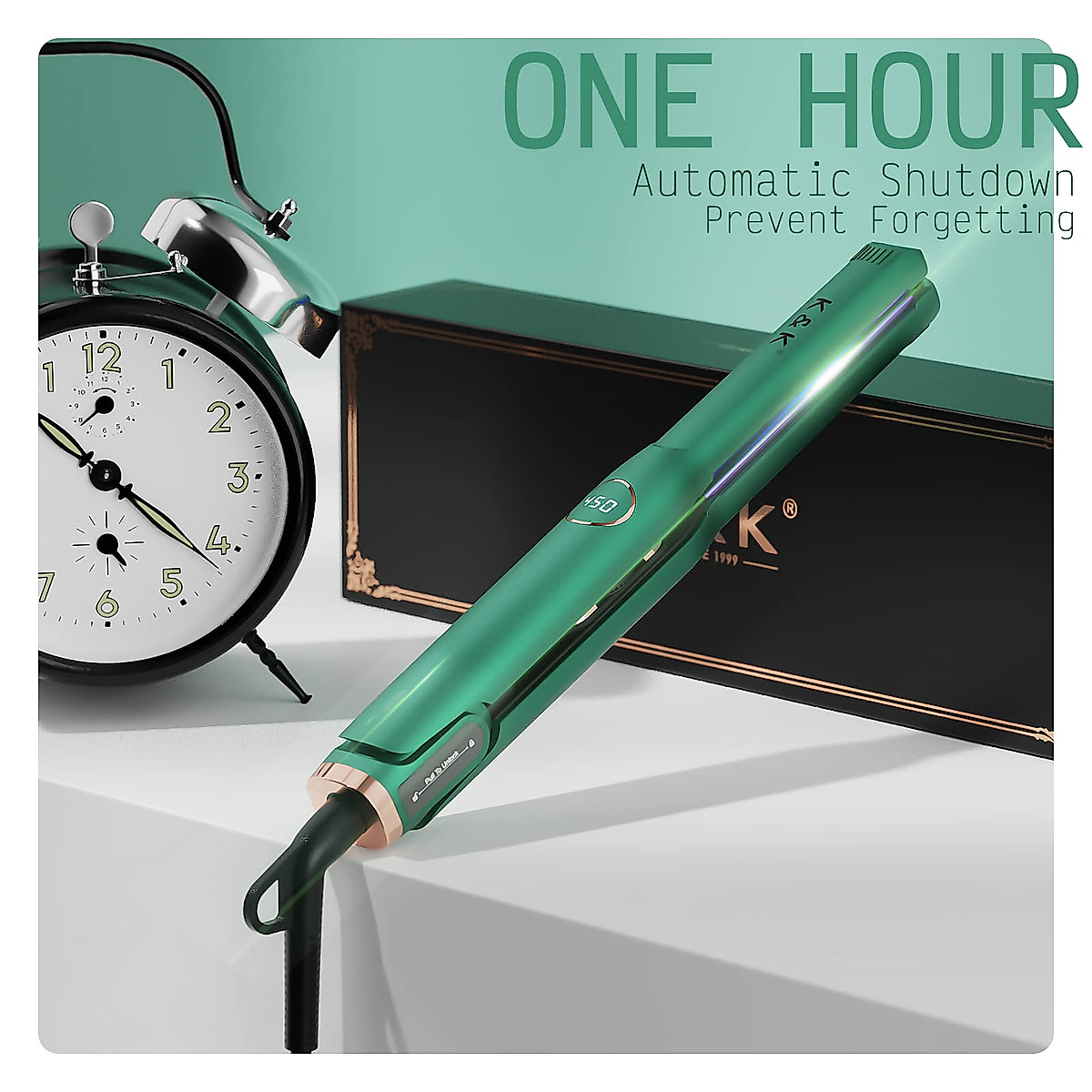 Mini Hair Straightener with LED Display Adjustable Temperature 1/2 Inch Small Flat Iron 4D 360°Swivel Short Hair Tourmaline Titanium Dual Voltage Auto Shut Off