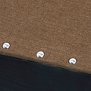 MoNiBloom 24 Inch Modern Storage Ottoman Bench, 40L Inner Space Brown Linen Foot Stool for Bedroom, Upholstered Padded Rectangular Fabric Tufted Bench Footrest with Wood Legs with 660 Lbs Capacity