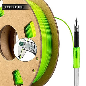 TPU Filament 1.75mm Bundle, TINMORRY 3D Printer Filament Combipack, 200g x 5 Spools, Black+White+Transparent red+Transparent Blue+Transparent Green