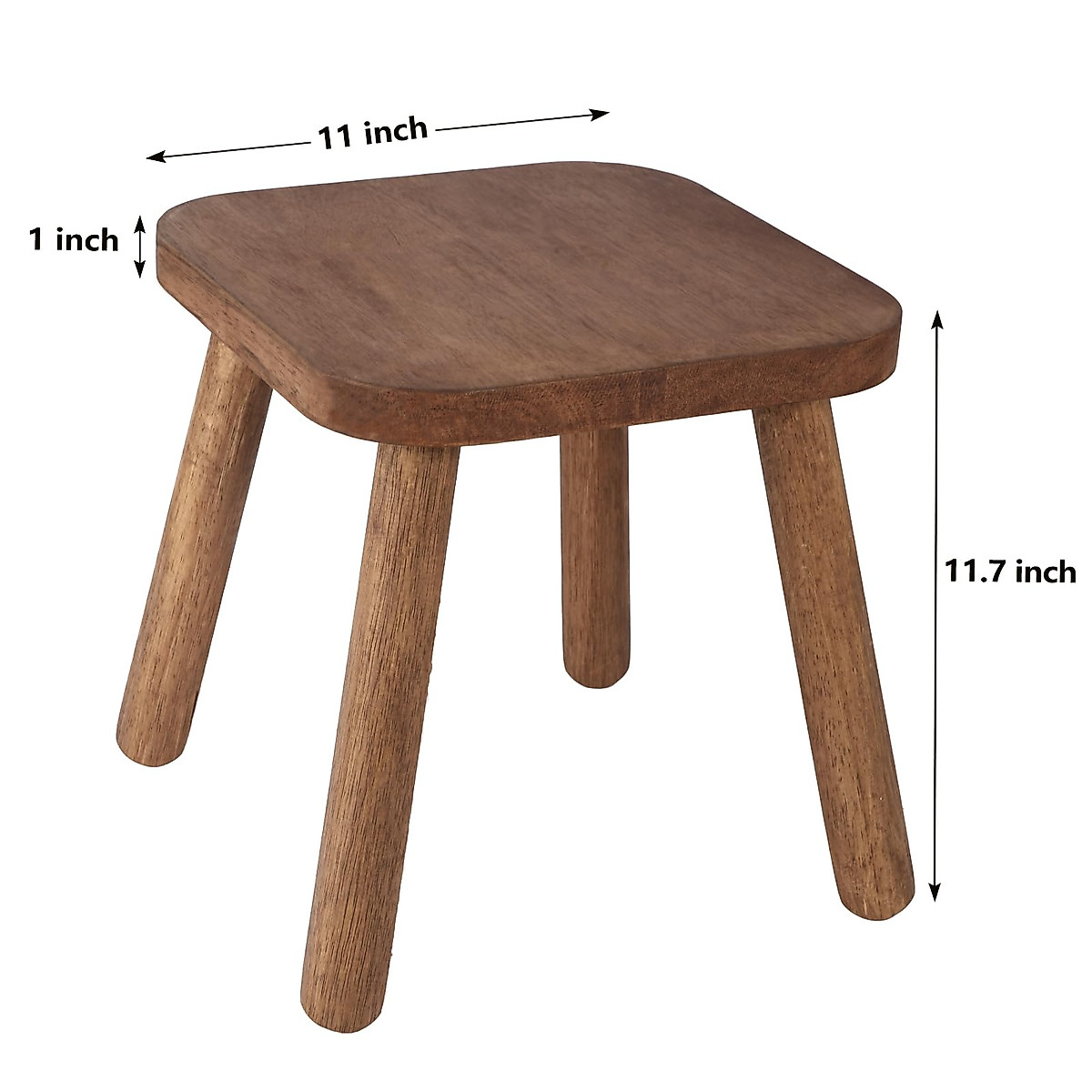 Jurath Natural Solid Wood Step Stool Wood Stool for Kids 11.7'' Sturdy Sitting Stool Wooden Step Stool for Adults Square Stool Wood Plant Stand Small Foot Stool with Four Detachable and Assembled Legs