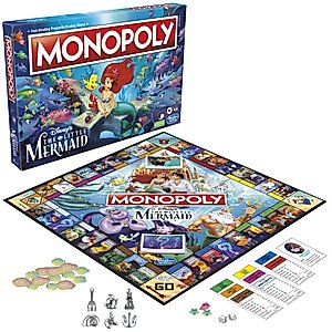 Monopoly Hasbro Gaming Disney's The Little Mermaid Edition Board Game, 2-6 Players for Family and Kids Ages 8+, with 6 Themed Tokens (Amazon Exclusive)